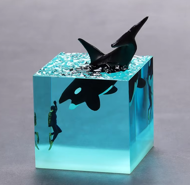 Resin Orca Whale With Diver | Alazame Kuwait